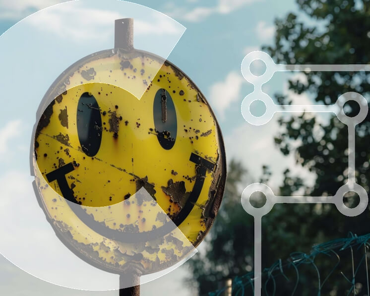 Rusted Yellow Smiley Face Sign on a Clear Day stock photo | Creative ...