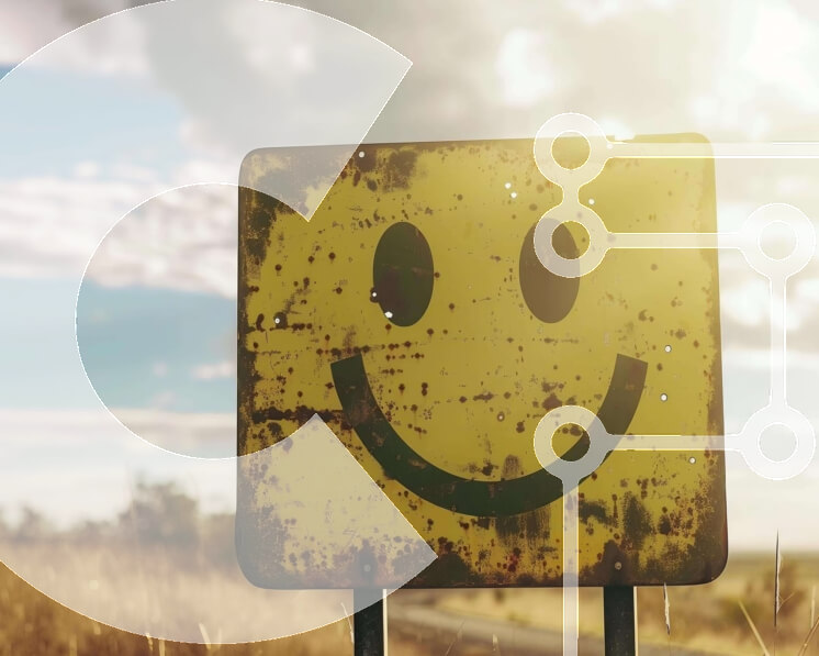Yellow Smiley Face Sign in Open Field stock photo | Creative Fabrica