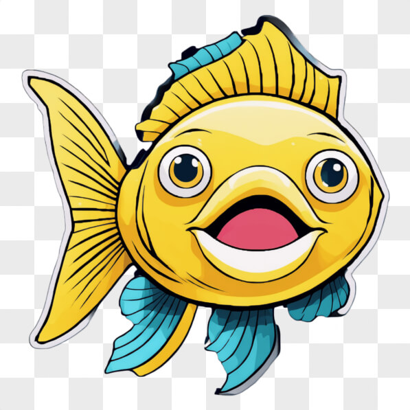 Download Happy Yellow Fish with Open Mouth and Widening Eyes Cartoons ...