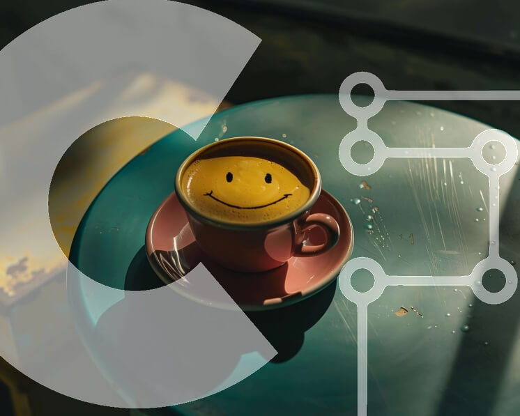 Happy Coffee Cup with Smiley Face on Saucer stock photo | Creative Fabrica
