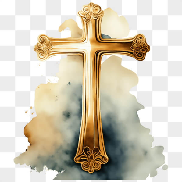 Download Abstract Gold Cross Painting on Clouds PNGs Online - Creative ...