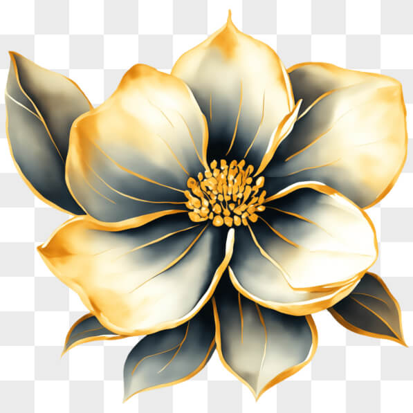 Download White and Gold Flower on Black Background PNGs Online ...