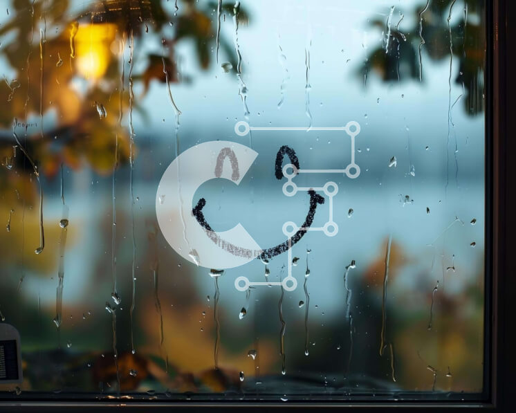 Charming Smiley Face and Raindrops on Window stock photo | Creative Fabrica