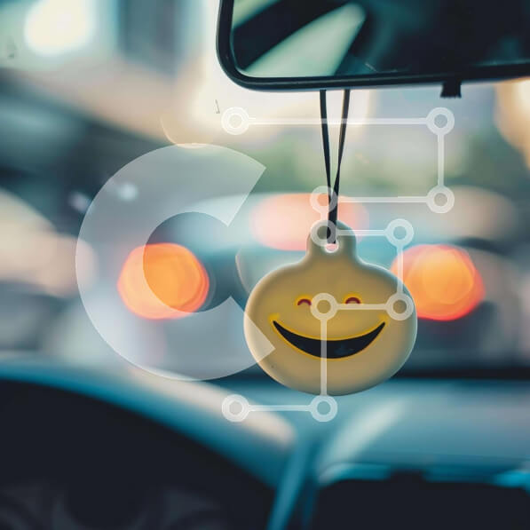 Download Smiley Face Air Freshener in Car Window Reflection Stockphotos ...