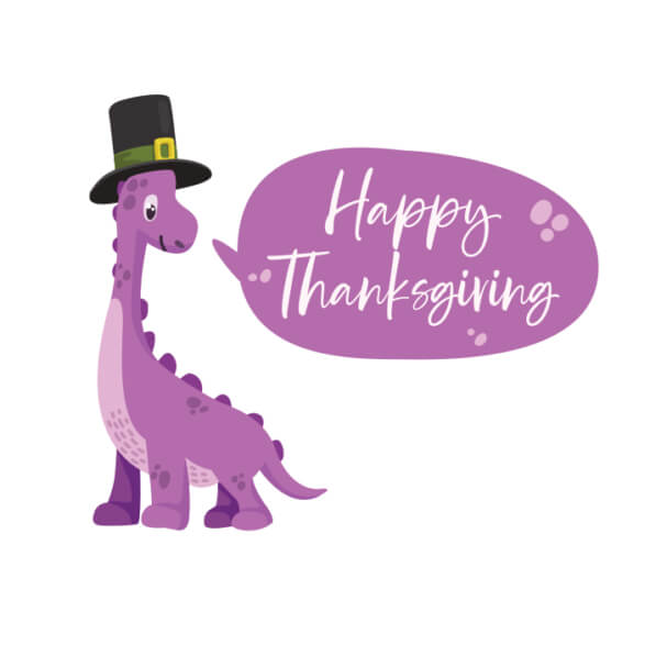 Descarga Felicitación Animada De Acción De Gracias Con Dinosaurio