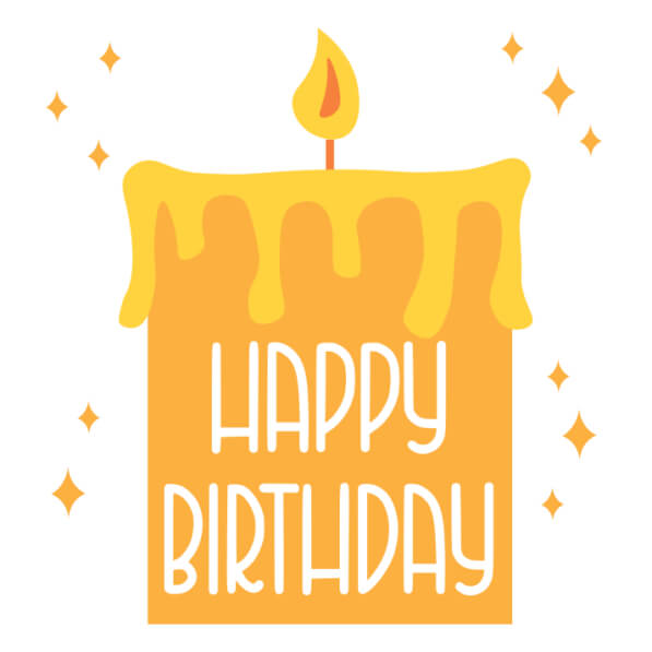 Download Yellow Birthday Candle with Glitter and Happy Birthday Wishes ...