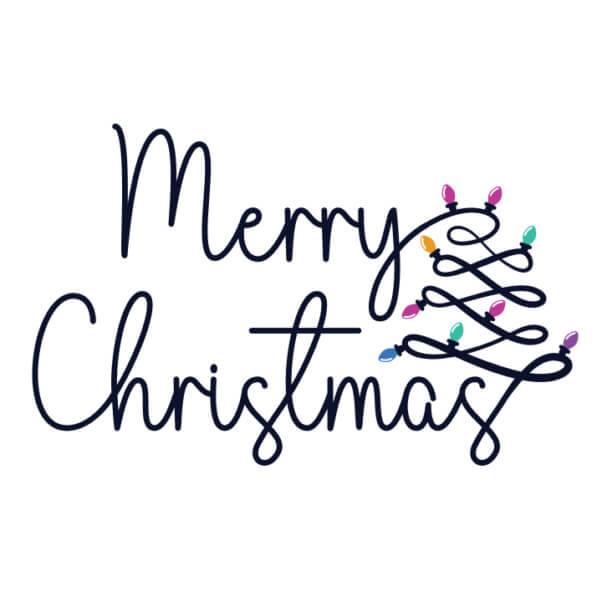 Download Merry Christmas Cursive Ornamental Tree on White Background ...