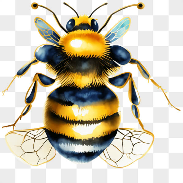 Download Vibrant Yellow and Blue Bee on Black Background PNGs Online ...