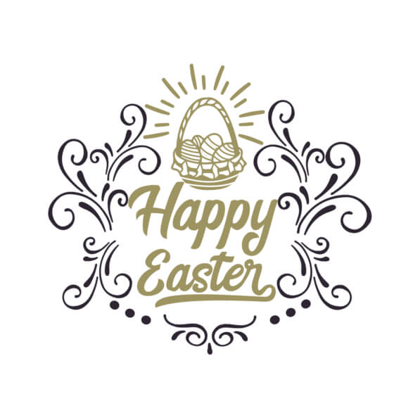 Download Happy Easter Logo with Basket of Eggs Quotes Online - Creative ...