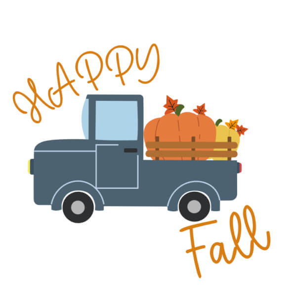 Download Happy Fall Truck with Pumpkins Quotes Online - Creative Fabrica