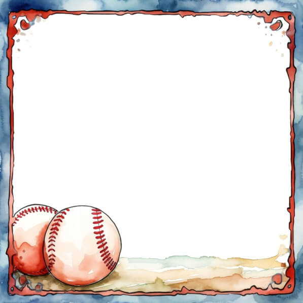 Download Baseball-themed Watercolor Frame with Red, Blue, and White ...