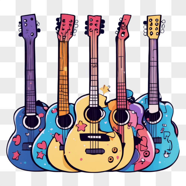 Download Colorful Guitars Lined Up Neatly Cartoons Online - Creative ...