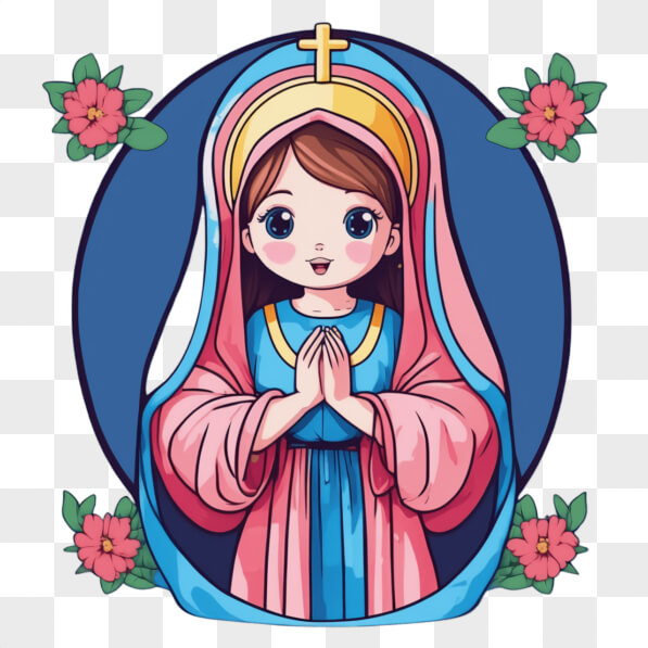 Descarga Virgen María de dibujos animados con las manos juntas en ...
