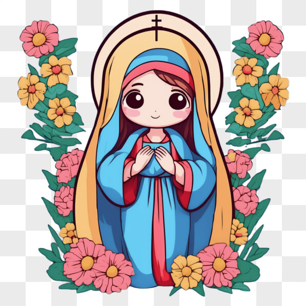 Download Cartoon Virgin Mary with Flowers Cartoons Online - Creative ...