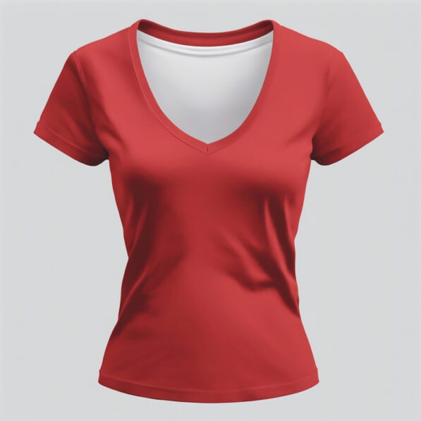 Download Women's Red V-Neck Tee Shirt 3D Rendering Mockups Online ...