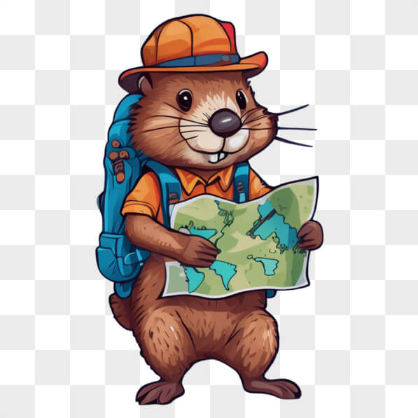 Baixe Castor Cartoon com Chapéu de Mapa Mundial e Mochila Cartoons ...
