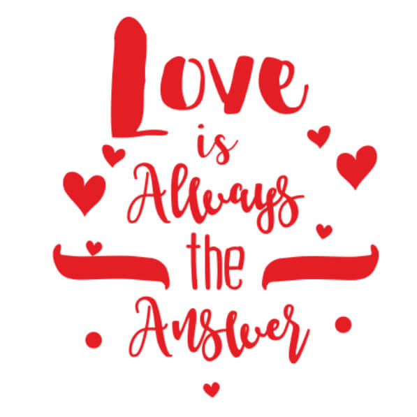Download Red 'Love is Always the Answer' Text on White Background ...