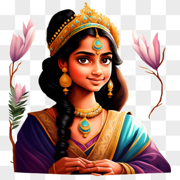 Download Gorgeous Indian Princess in Traditional Attire with Flowers ...