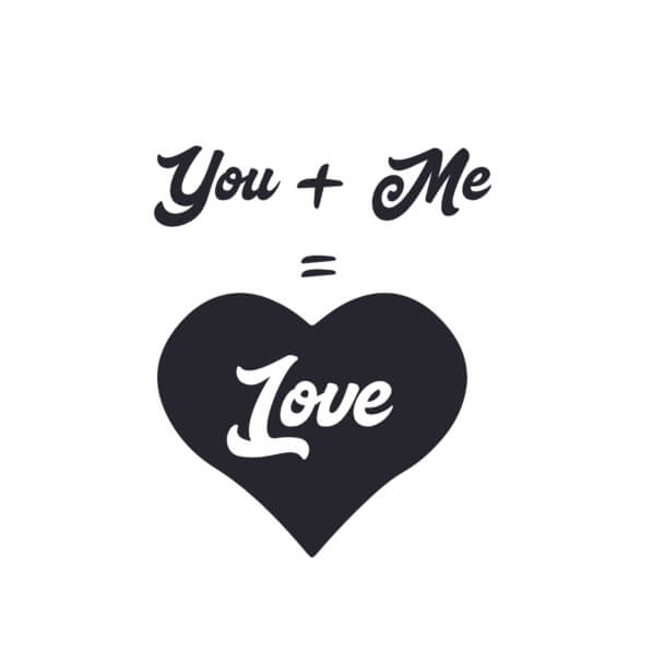 Download Black heart with 'you + me = love' inscription Quotes Online ...