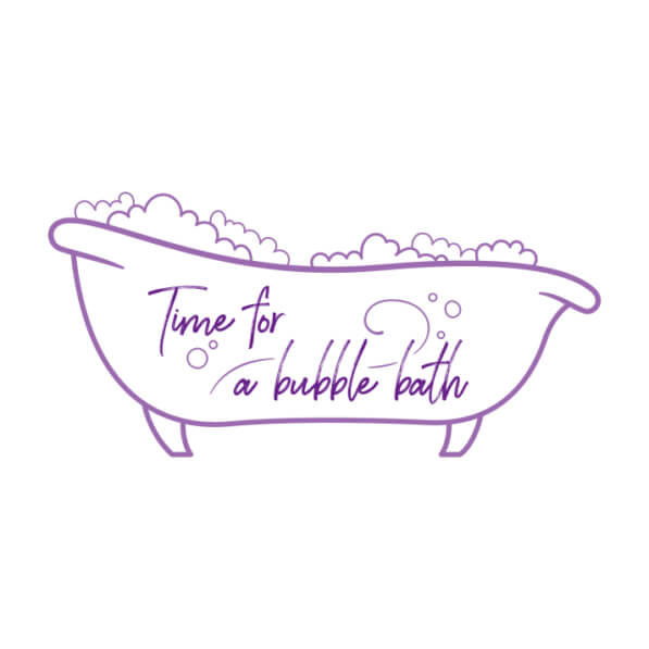 Download Purple Bathtub with Bubbles and 'Tune For A Bubble Bath' Text ...