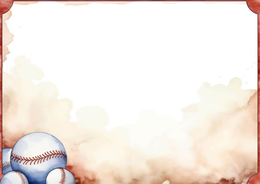 Descarga Marco acuarela temático de béisbol con colores rojo, azul y ...