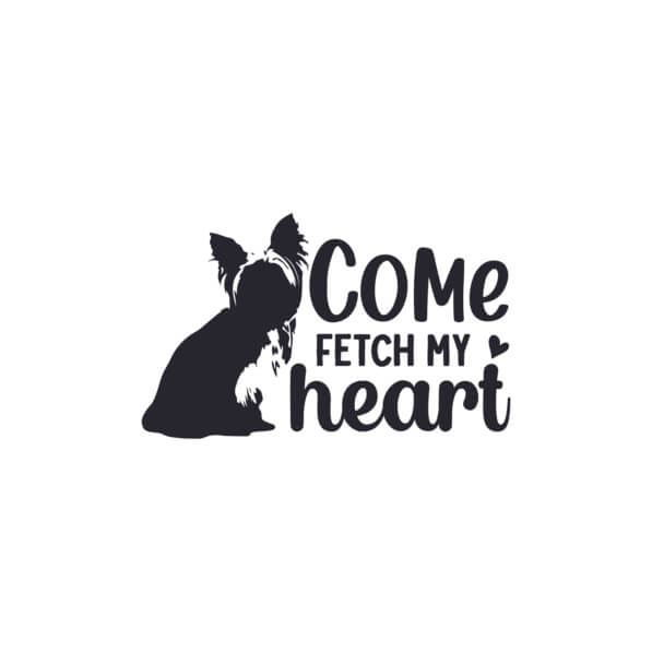 Download Dog Silhouette with 'Come Fetch My Heart' Text Quotes Online ...
