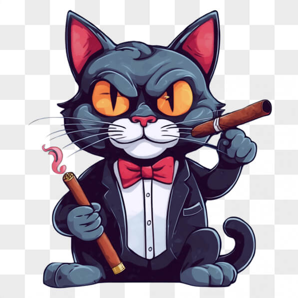 Download Angry Black Cat in Tuxedo and Tie with Cigars Cartoons Online ...