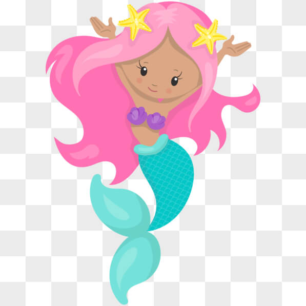 Download Pink Mermaid with Starfish Tail in the Water PNGs Online ...