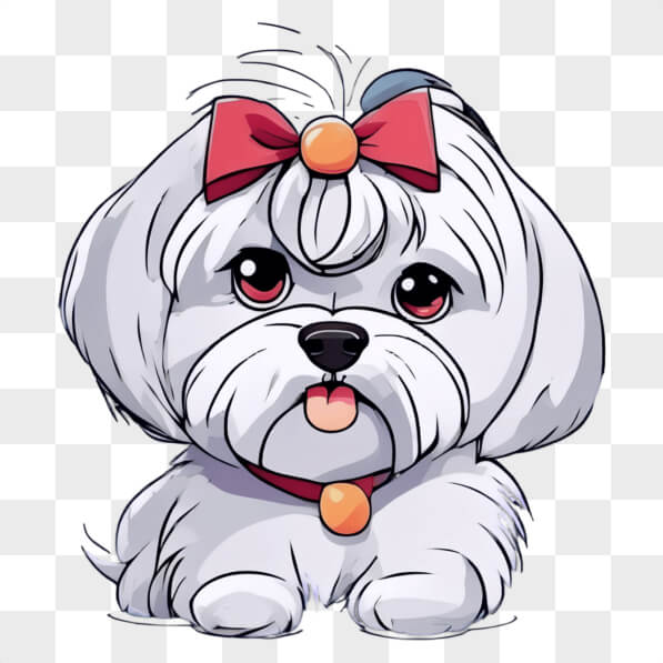 Download Cute Maltese Dog with Pink Bow on Black Background Cartoons ...