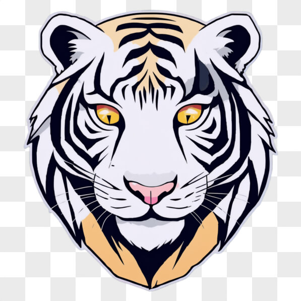 Download White Tiger Head Emblem with Yellow Eyes Cartoons Online ...