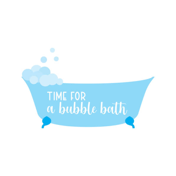 Download Blue Bathtub with Bubbles and Text 'Time for A Bubble Bath ...