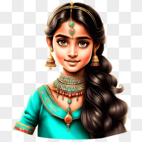 Baixe Personagem de Desenho de Menina Indiana Tradicional PNGs ...