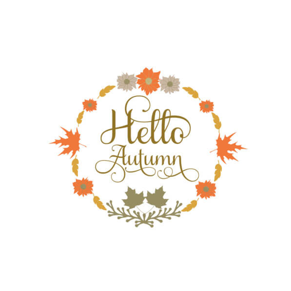 Download Hello Autumn Logo with Fall-Colored Flowers and Leaves Quotes ...