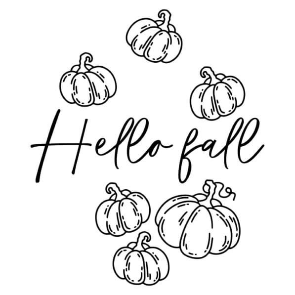 Download Hello Fall Coloring Page with Pumpkins and Autumn Leaves ...