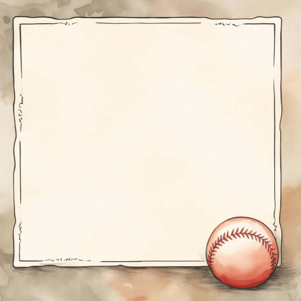 Download Baseball and Paper Frame with Watercolor Decorations ...