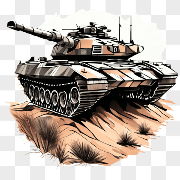 Download Army tank drawing in the desert PNGs Online - Creative Fabrica