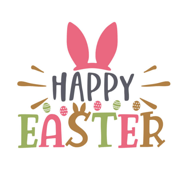 Download Happy Easter Sign with Bunny Ears and Colorful Eggs Quotes ...