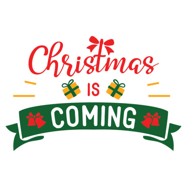 Download Christmas is Coming Banner with Gifts Quotes Online - Creative ...