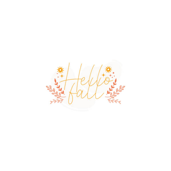 Download Hello Fall with flowers and leaves on a white background ...