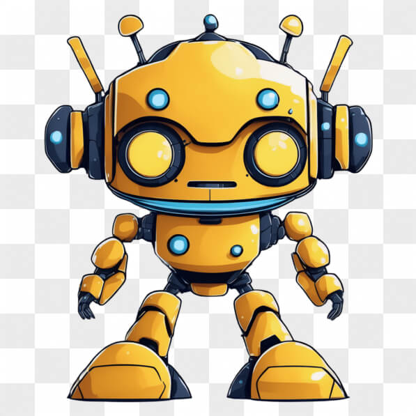 Download Cartoon Robot met Gele en Blauwe Ogen op Zwarte Achtergrond ...