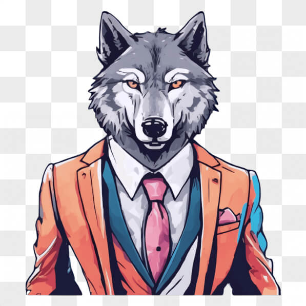 Download Gray Wolf Wearing Orange Suit and Tie Cartoons Online ...