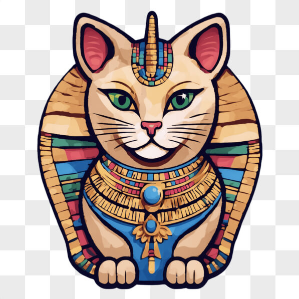 Download Ancient Egyptian Cat with Pharaoh's Headdress Cartoons Online ...