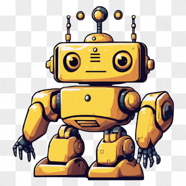 Download Yellow Robot with Outstretched Arms and Tilted Head Cartoons ...