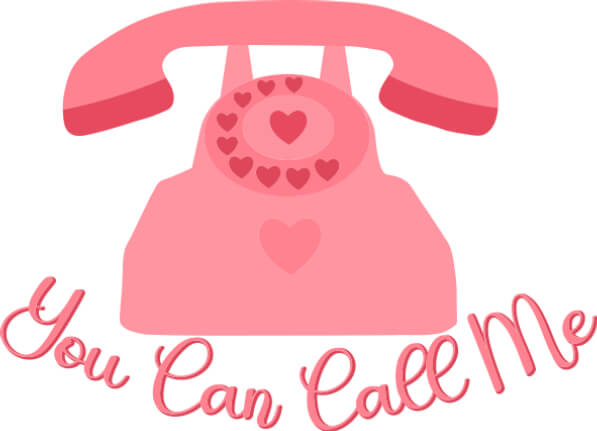 Download Pink telephone with 'You can call me' message and hearts ...