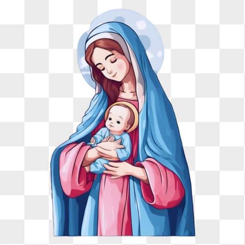 Download Cartoon Virgin Mary with clasped hands in prayer Cartoons ...