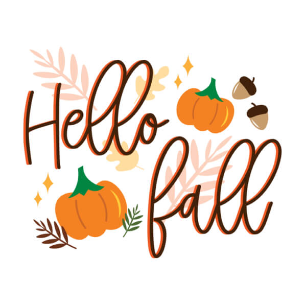 Download Hello Fall Greeting Card with Pumpkins and Leaves Quotes ...