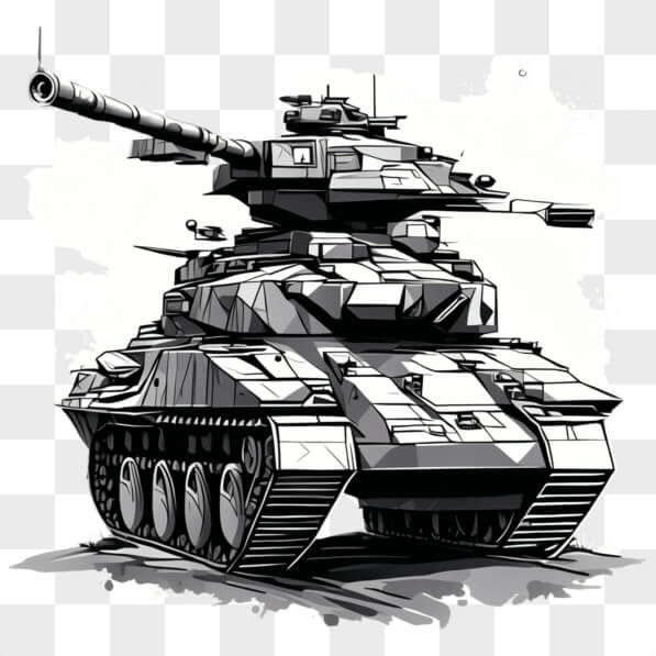 Download Black and White Armored Tank Drawing PNGs Online - Creative ...