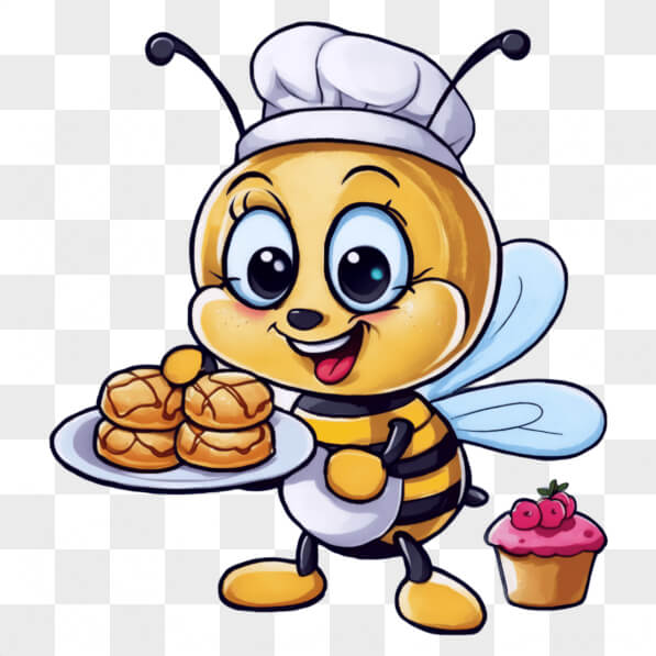 Download Cartoon Bee Chef with Pastries and Cupcakes Cartoons Online ...