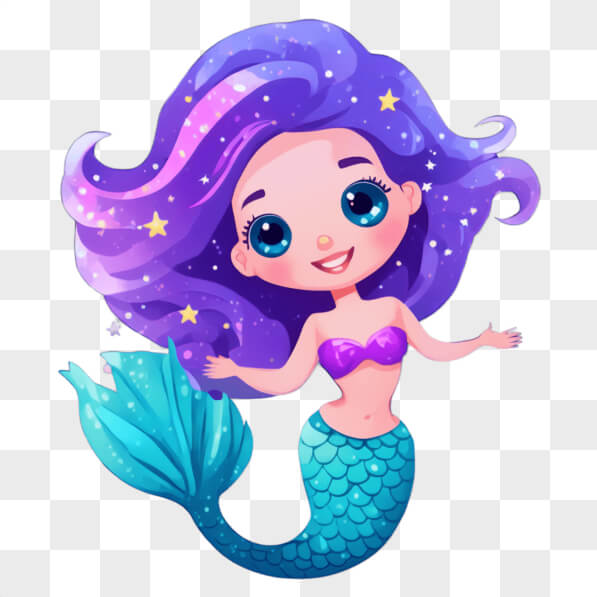 Download Cartoon Mermaid with Purple Hair Swimming in Water Cartoons ...