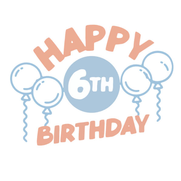 Download Happy 6th Birthday Card with Balloons Quotes Online - Creative ...